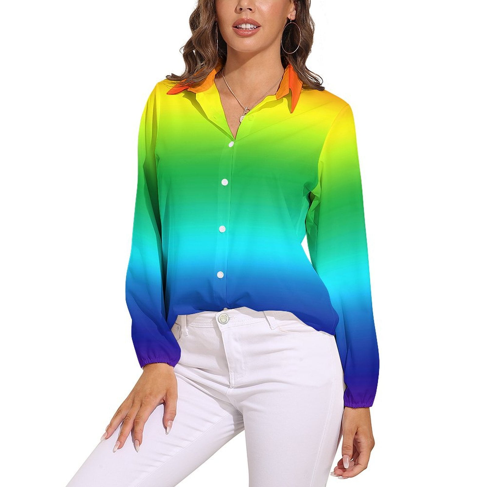 Abstract Blouse Long Sleeve Colorful Geometry Modern Blouses Female ...