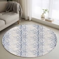 Abstract Blue 3FT Round Area Rugs for Living Room Tree Branch Pattern ...