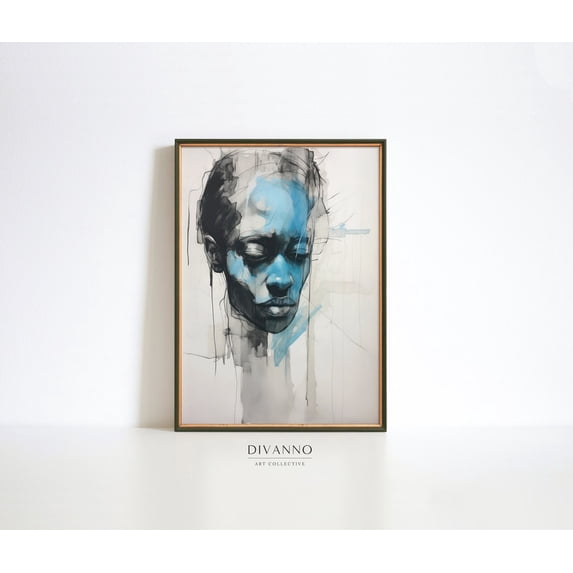 Abstract Blue African Woman Portrait Poster, Unframed Size 8x12 ...