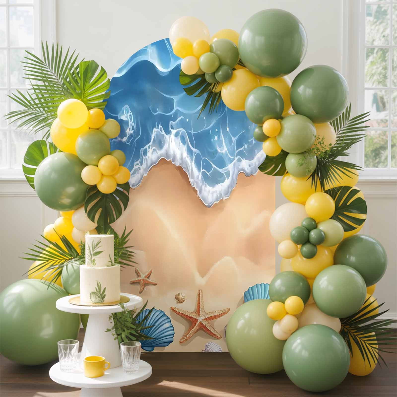 Abstract Blue Arch Backdrop Cover, 6FT, Beach Starfish Seashell Sand ...