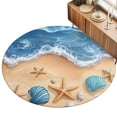 Abstract Blue Area Rugs 3' (Round) Beach Starfish Seashell Sand Ocean ...