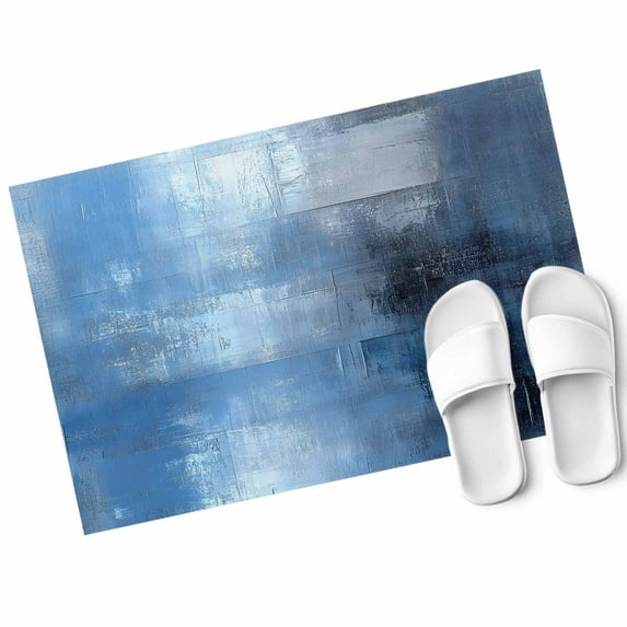Abstract Blue Art Door Mat Gradient Blue Retro Watercolor Non Slip ...