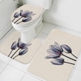 Abstract Blue Bathroom Rugs Set Tulip Ray Beige Texture Non Slip ...