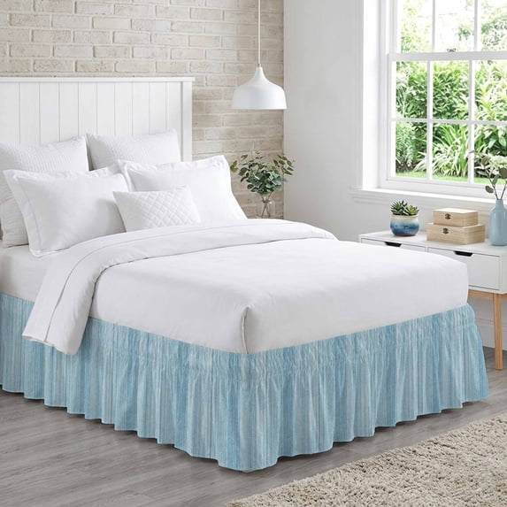 Abstract Blue Bed Skirt King Size 16 Inch Drop, Rustic Farmhouse ...