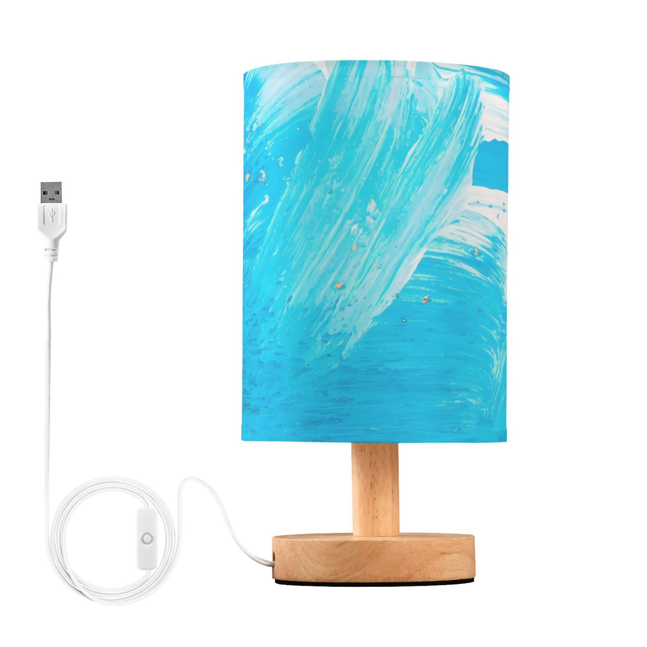 Abstract Blue Bedside Table Lamp LED Warm Lights with USB Charging Port ...
