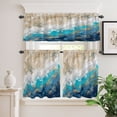 Abstract Blue Beige Gradient Curtain Tier and Valance Set 3 Piece,Retro ...