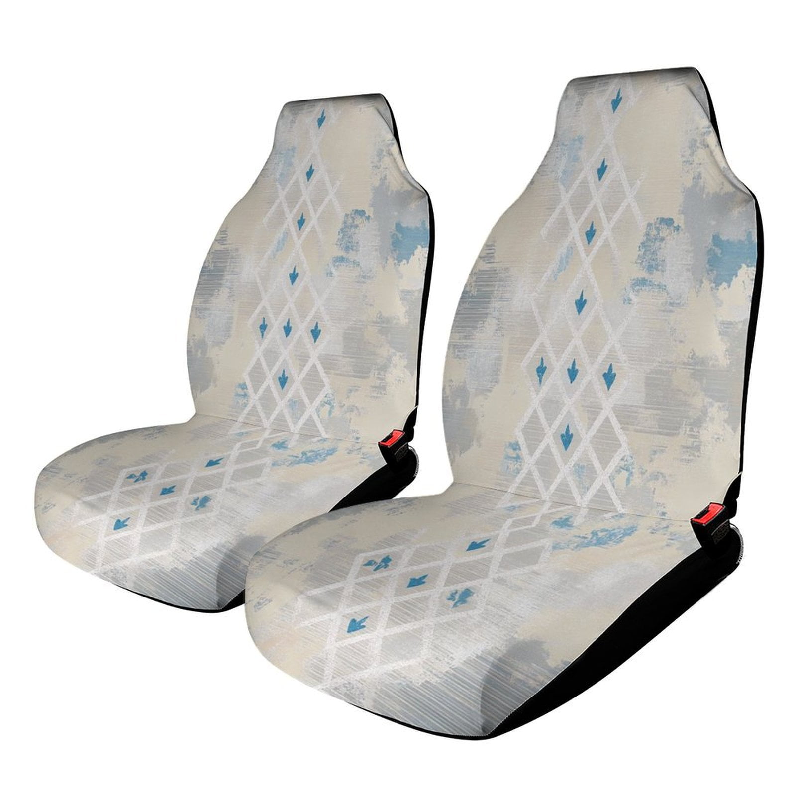 Abstract Blue Beige Pattern Design Car Seat Covers Front Seats ...