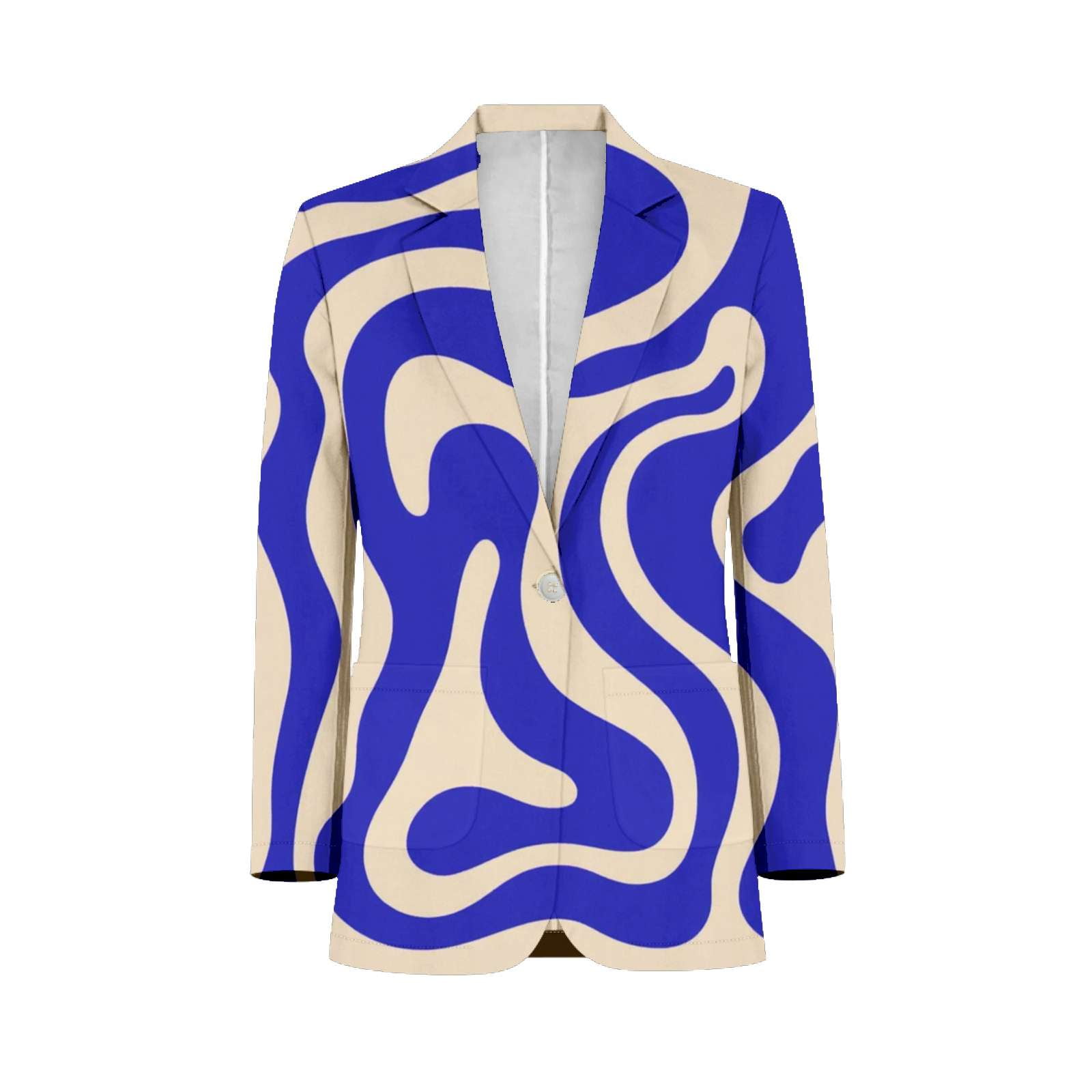Abstract Blue Beige Wave Pattern Customized Men's Suits full man Shawl ...