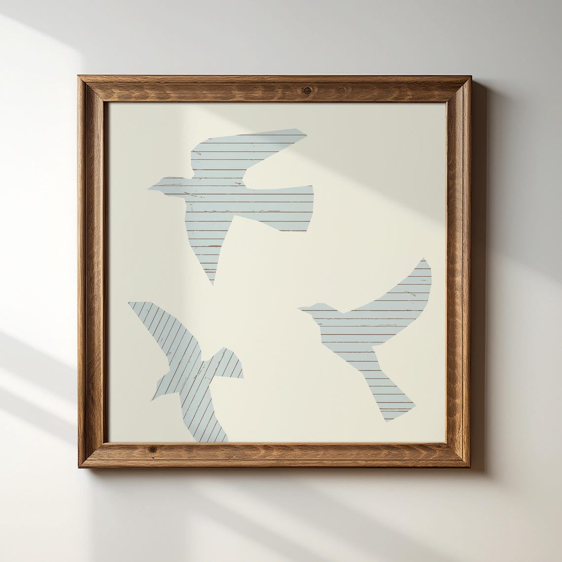 Abstract Blue Bird Square Print, Trendy Decor, Botanical Living Room ...