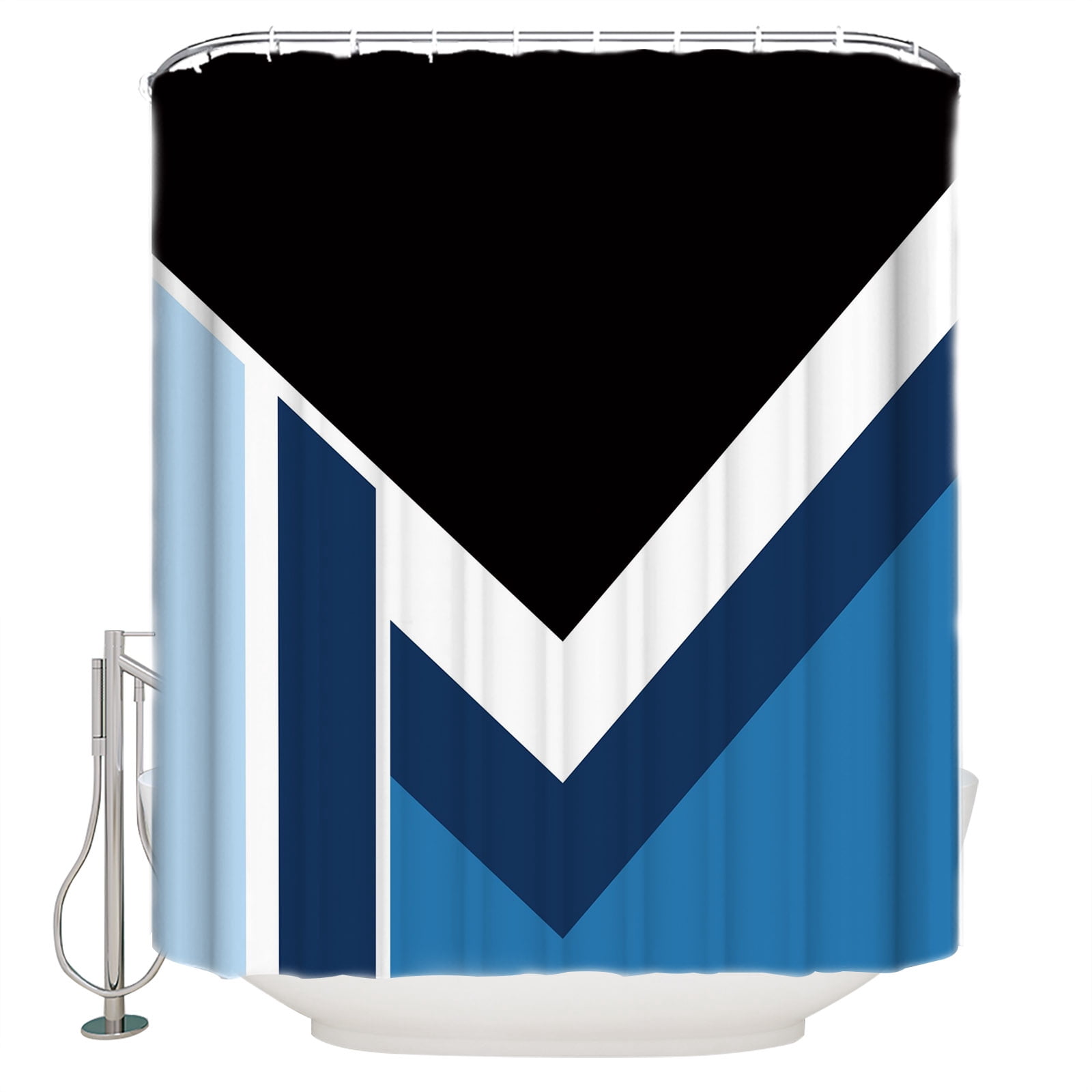 Abstract Blue Black Bathroom Shower Curtains with 12 Hooks Polyester ...