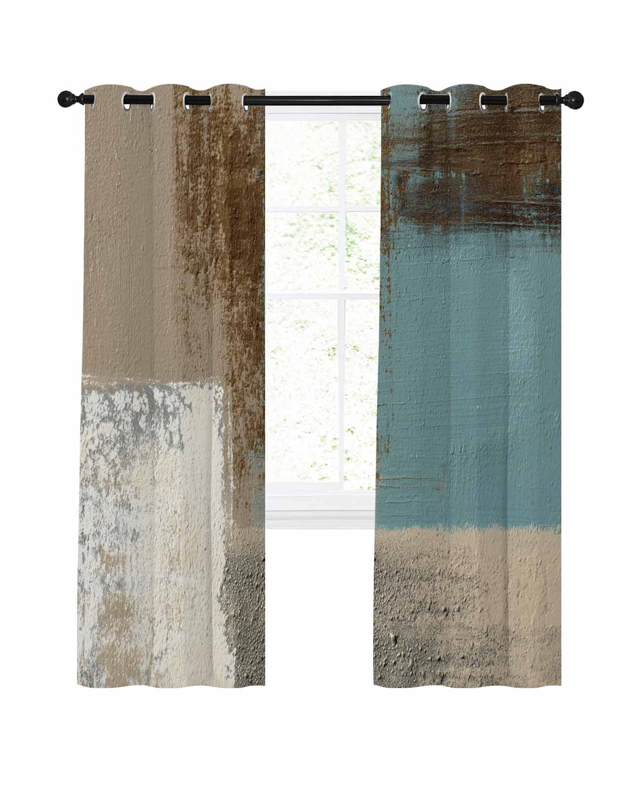 Abstract Blue Blackout Curtains, Light Blocking Print Window Curtains ...