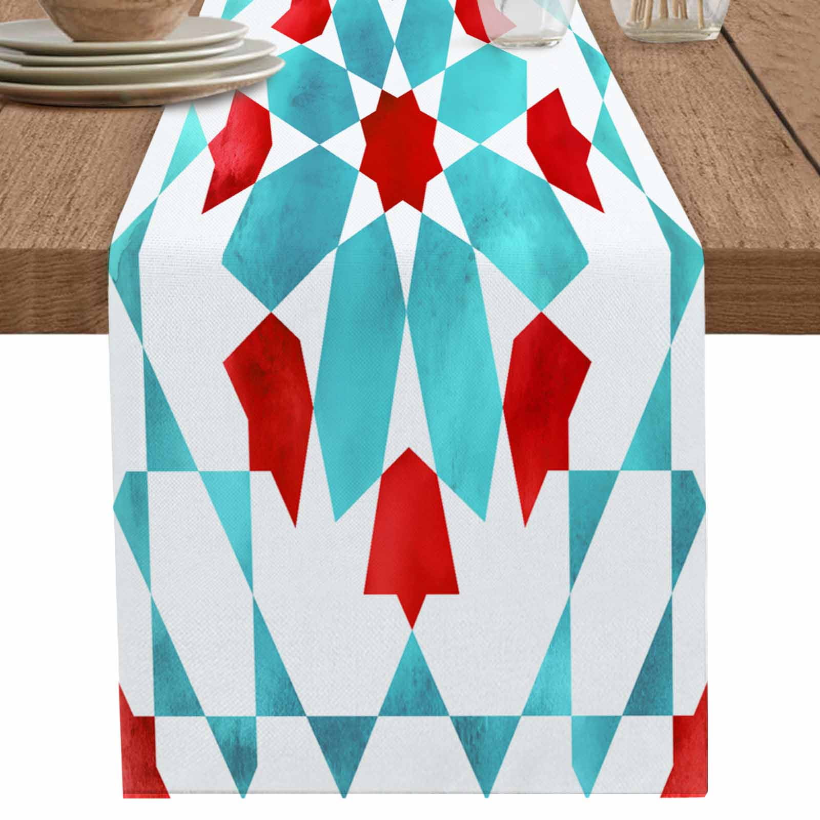 Abstract Blue Bohemian Ethnic Table Runner-36 Inch Long Vintage Native ...