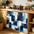 Abstract Blue Cabinet Curtains for Kitchen 35"W x 35"L, Black White ...