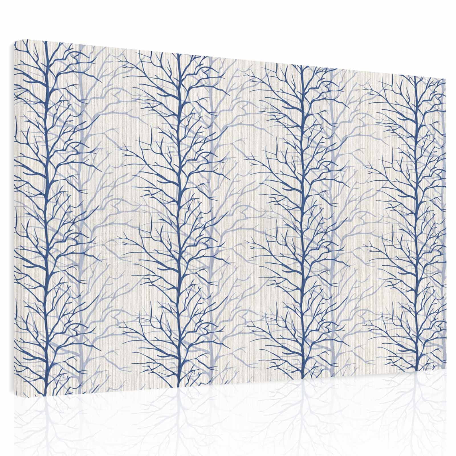 Abstract Blue Canvas Print Wall Art, Tree Branch Pattern Wall Decor ...