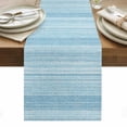 Abstract Blue Cotton Linen Table Runner Rustic Farmhouse Minimalist ...