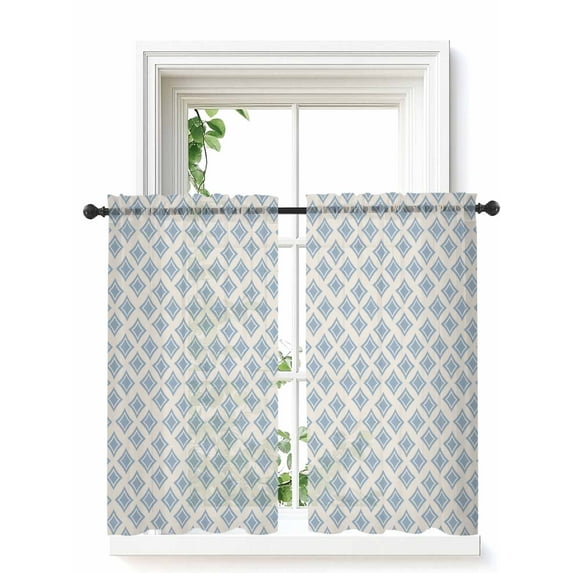 Abstract Blue Curtains 45 Inch Length, Sheer Curtains for Bedroom ...