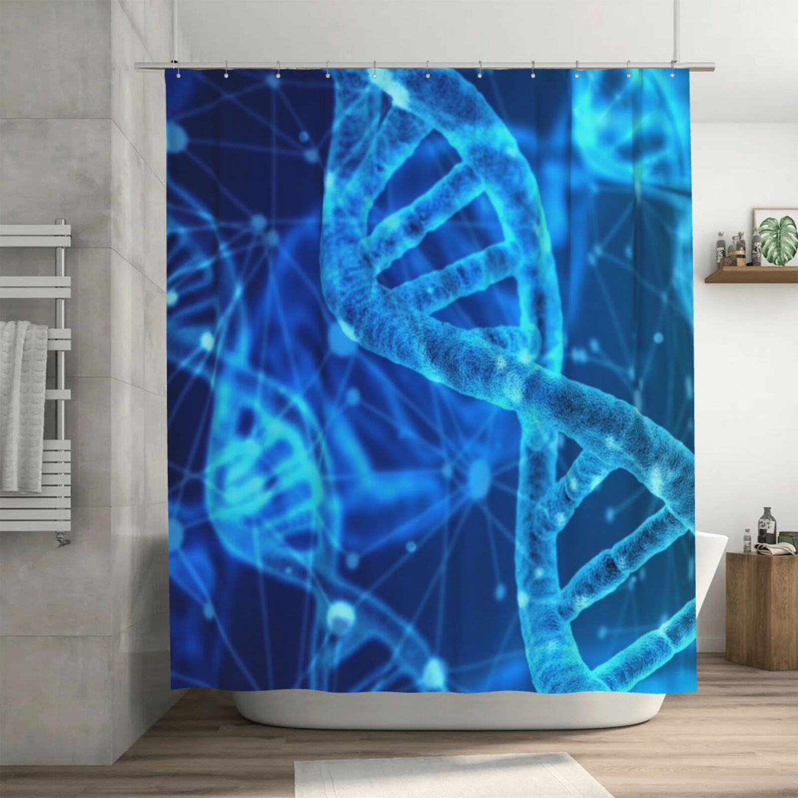 Abstract Blue DNA Helix Pattern Shower Curtain, Genetic Material ...