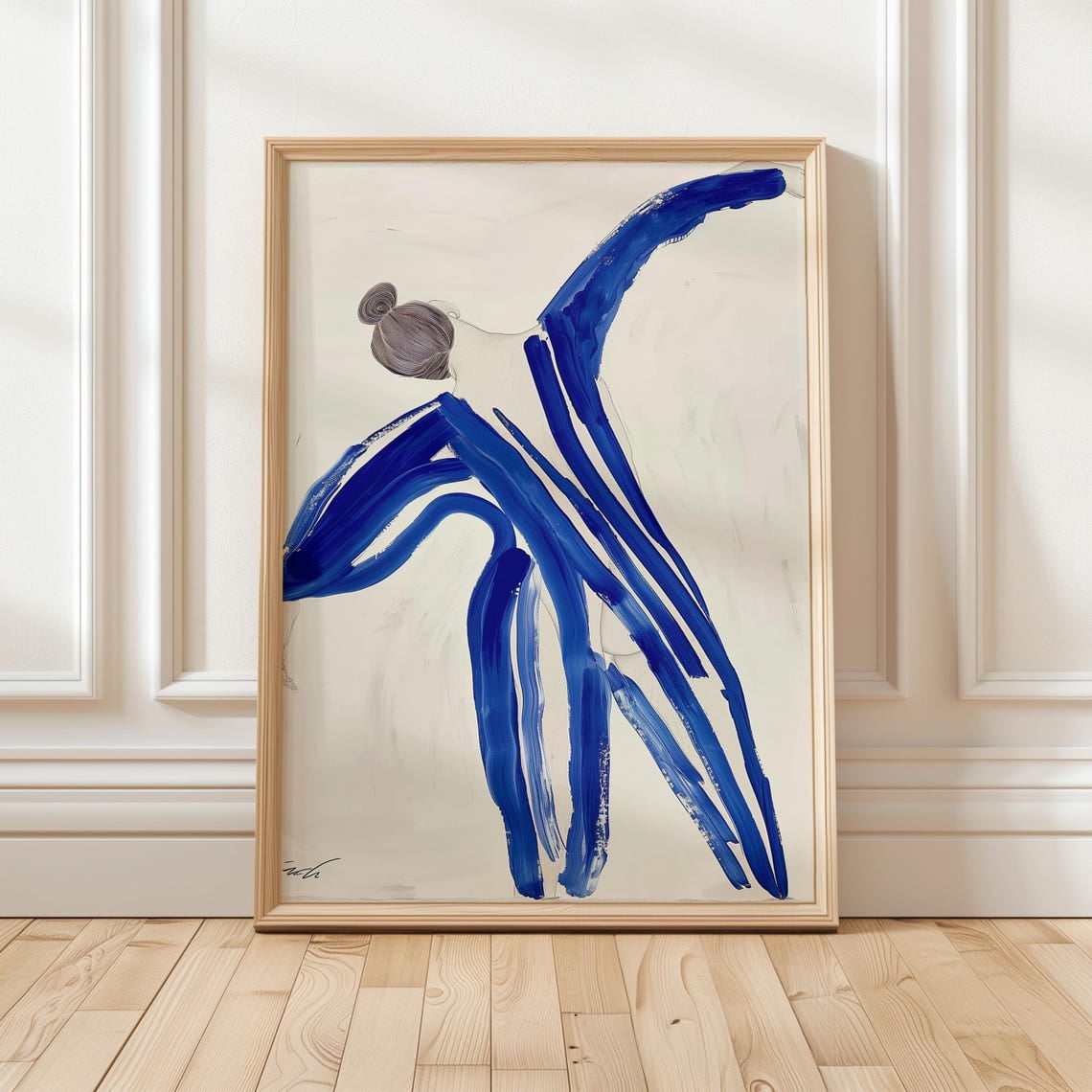 Abstract Blue Dancer Print, Minimalist Movement Artwork, Contemporary Dance Matisse Modern ...