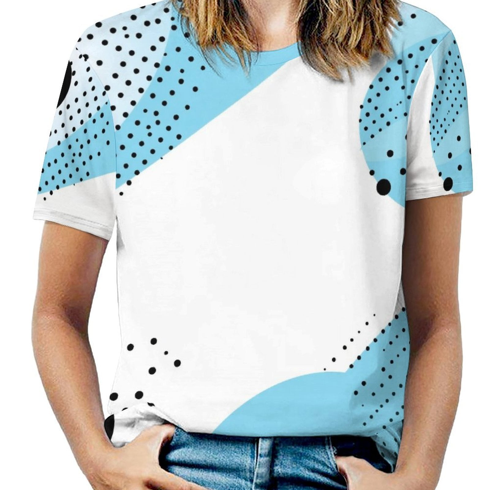 Abstract Blue Design T Shirts Basic T-Shirt Short Sleeve Ladies Tee ...