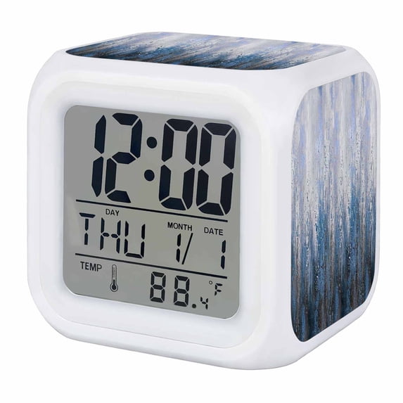 Abstract Blue Digital Alarm Clock for Bedrooms, Smart LED Alarm Clock ...