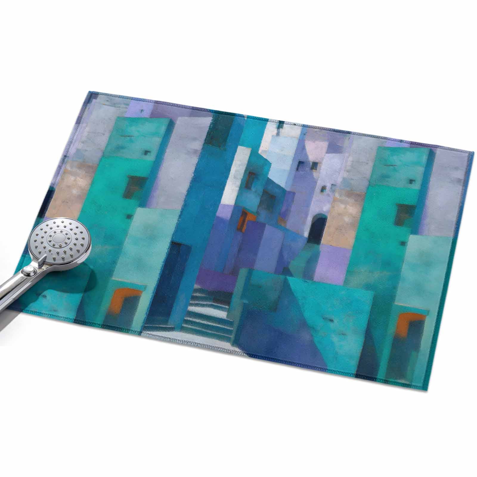 Abstract Blue Entryway Rug 2x3ft Washable Non Slip Bathroom Rug Low ...