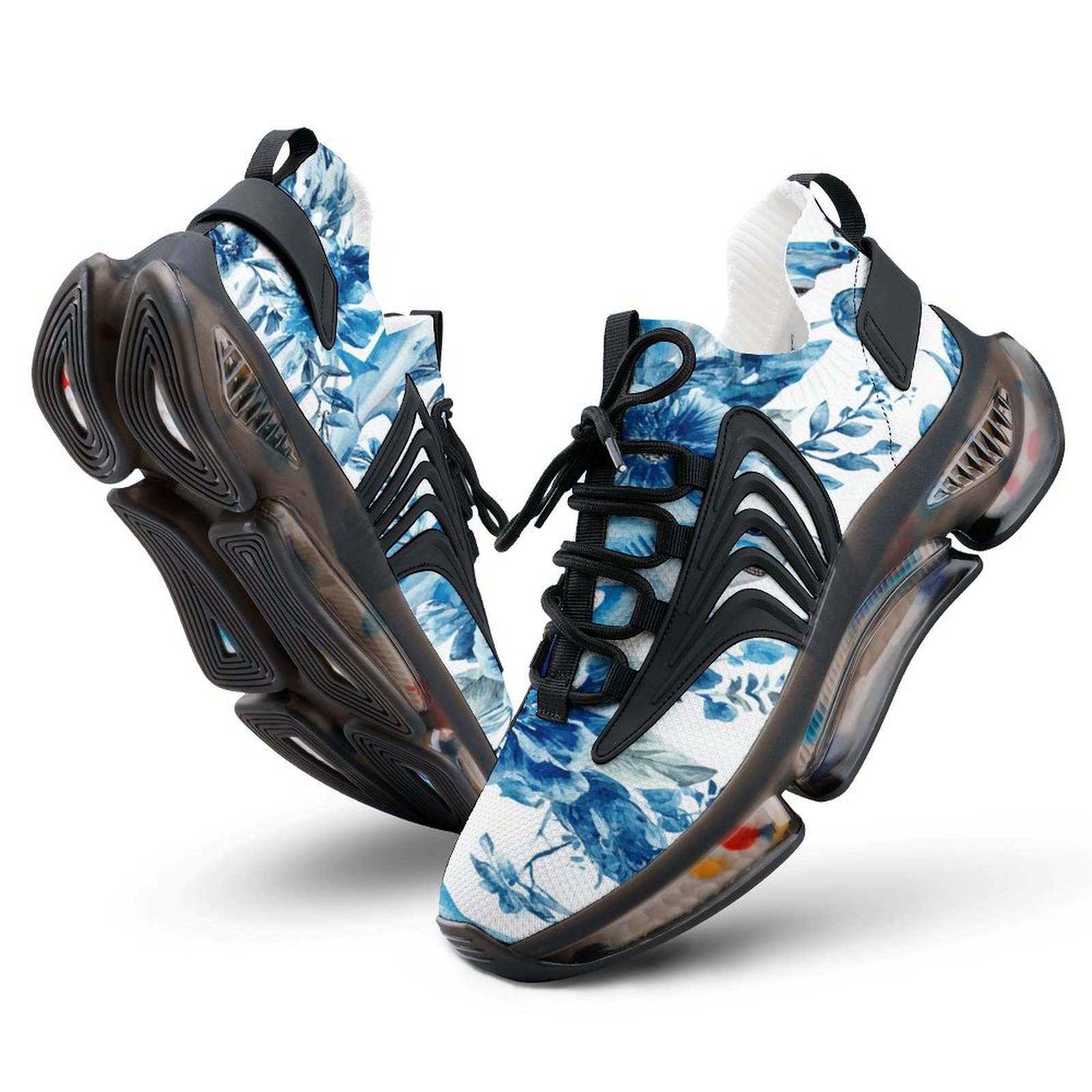 Abstract Blue Floral Hammerhead Shark Walking Shoes for Men Woman ...