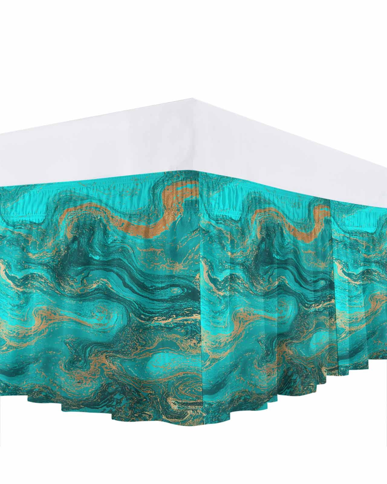 Abstract Blue Fluid Bed Skirt Vintage Gold Green Marble Texture Bed ...