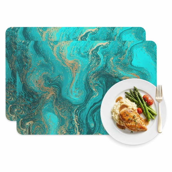 Abstract Blue Fluid Leather Placemats Set of 2, 12x18 Inch, Vintage ...