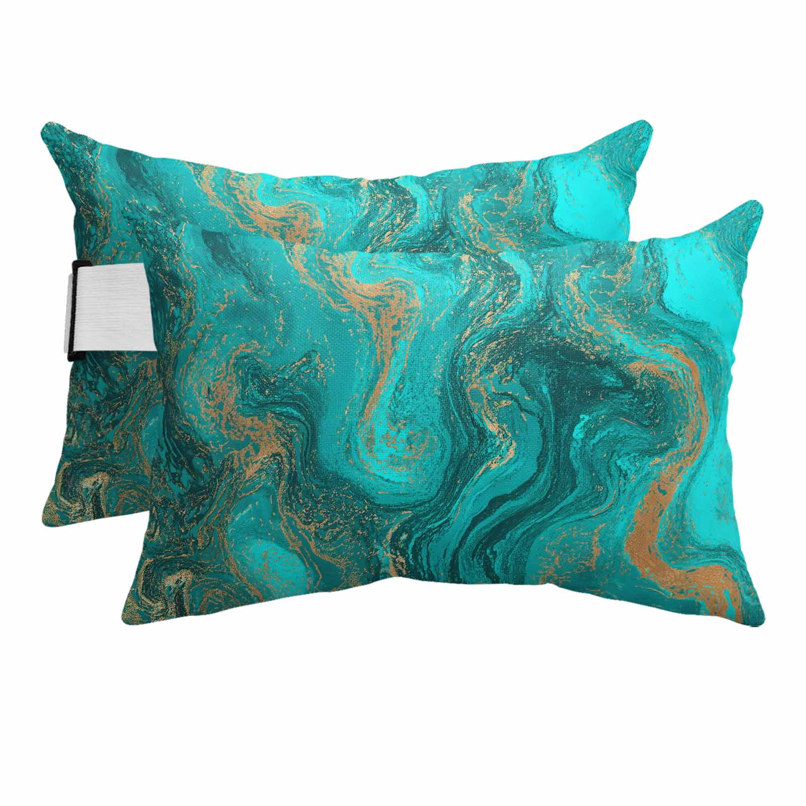 Abstract Blue Fluid Outdoor Chaise Lounge Pillows Vintage Gold Green ...