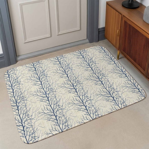 Abstract Blue Front Door Mat Indoor Entrance, Tree Branch Pattern ...
