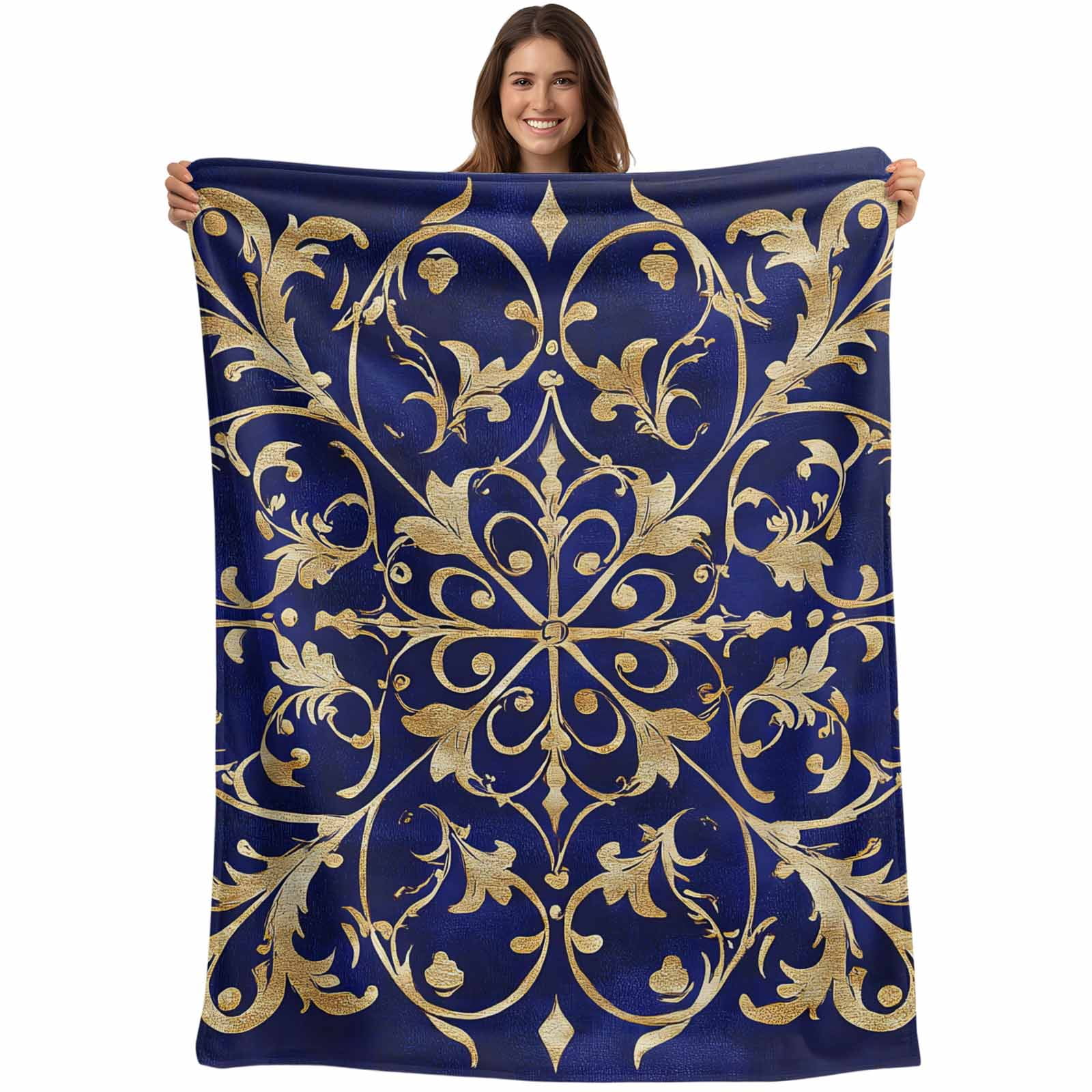 Abstract Blue Gold Blanket Soft Cozy Warm Throw Blanket for Couch ...