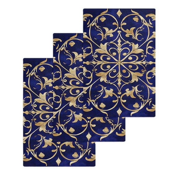 Abstract Blue Gold Kitchen Dish Towels for Drying Dishes Set of 3 ...