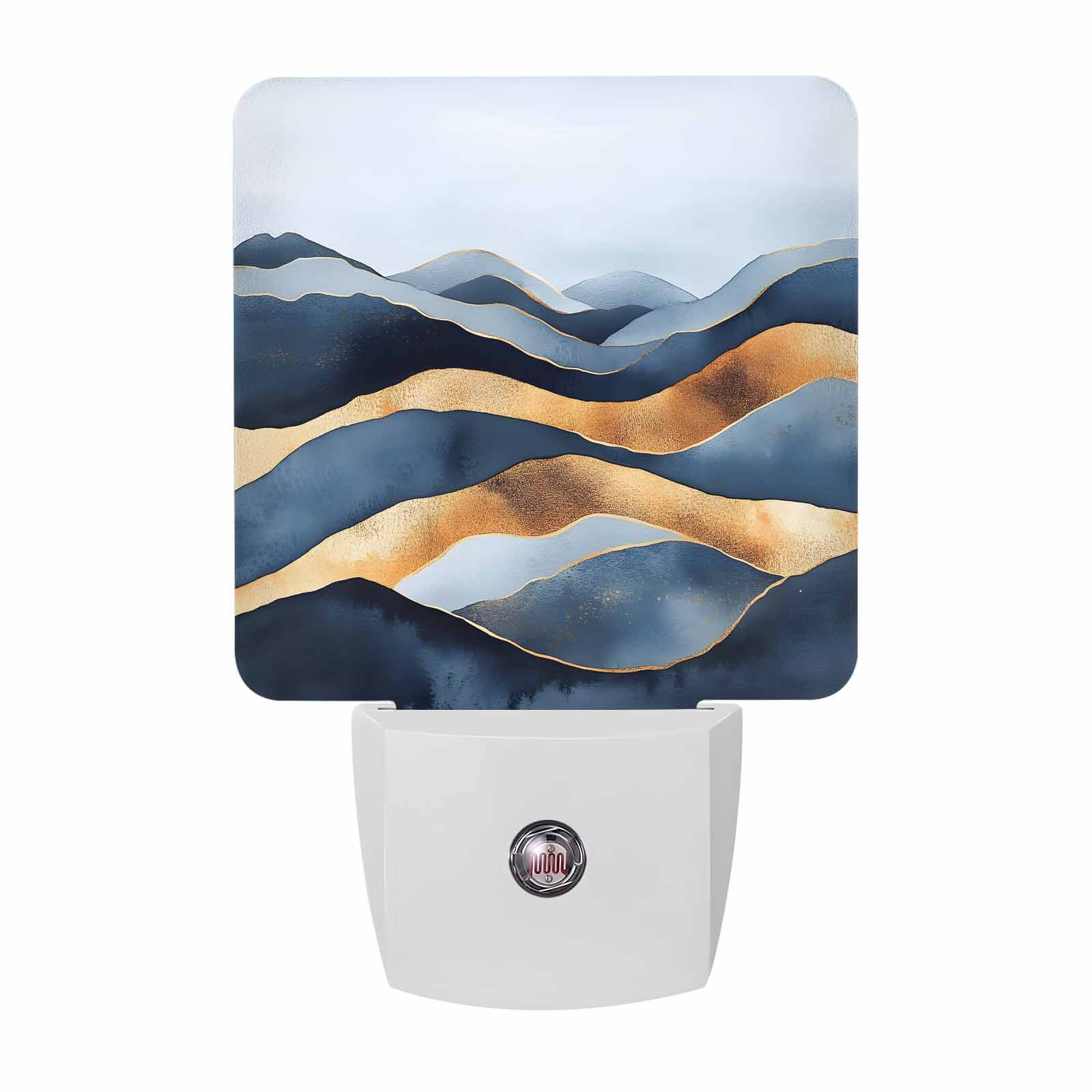 Abstract Blue Golden Mountain Stripes Plug-in LED Night Lights Modern ...