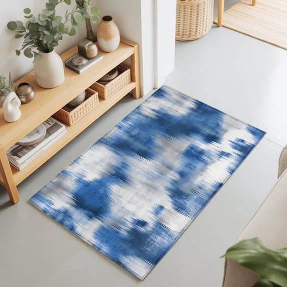 Abstract Blue Gradient Art Rectangle Area Rug 2x3ft,Living Room Rug Non ...