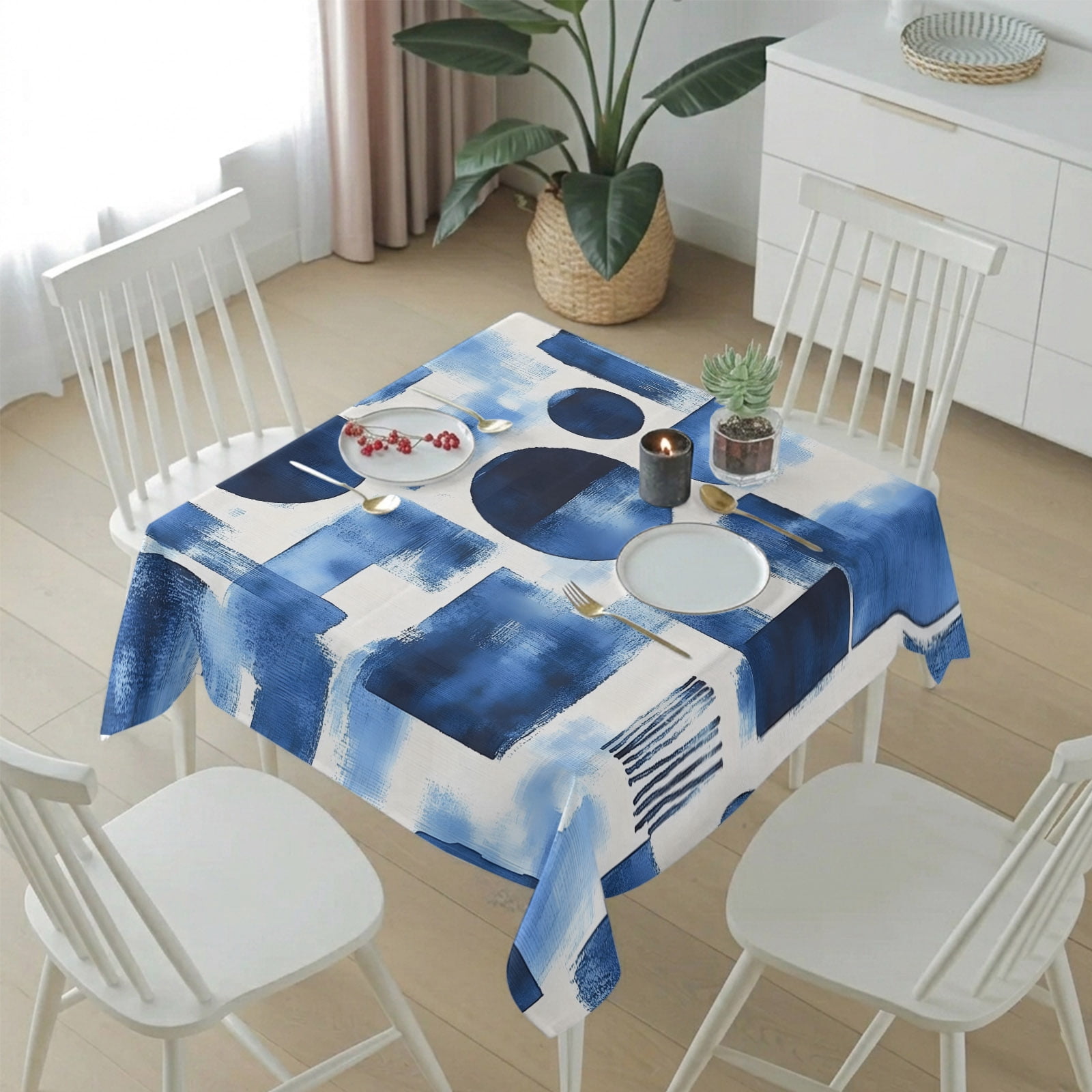 Abstract Blue Gradient Geometric Pattern Table Cloth 60x60in ...
