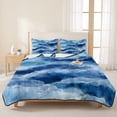 Abstract Blue Gradient Marble Texture 3 Pieces Quilt Set,1 Quilt with 2 ...