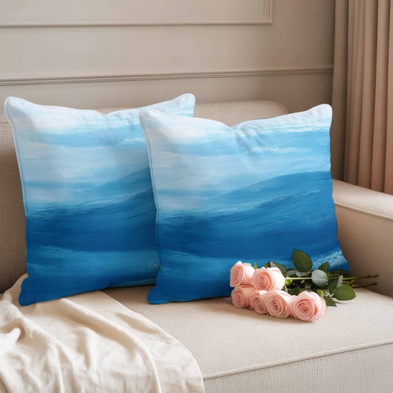 Abstract Blue Gradient Style Waterproof Throw Pillow Covers Set of 2 ...