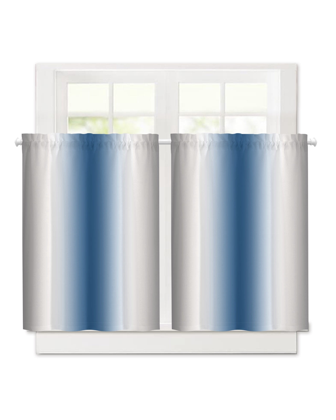 Abstract Blue Gray Color Ombre Short Blackout Curtains 36 Inch Long ...