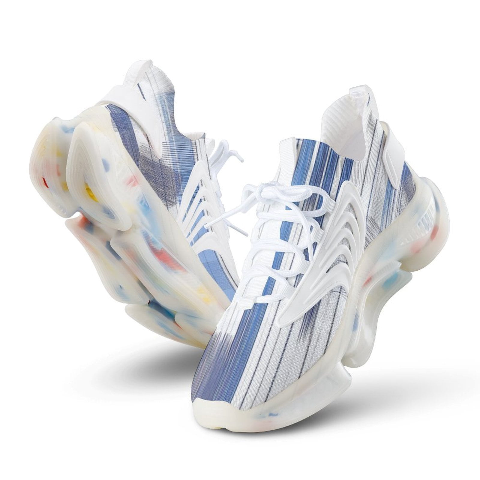 Abstract Blue Gray Lines Art Walking Shoes for Men Woman Lightweight ...