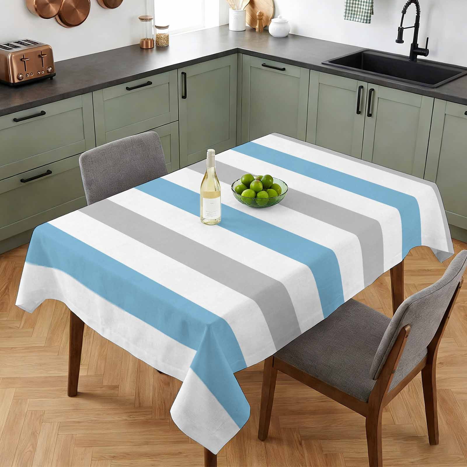 Abstract Blue Gray Striped Table Cloth 52x70in, Waterproof Rectangle ...