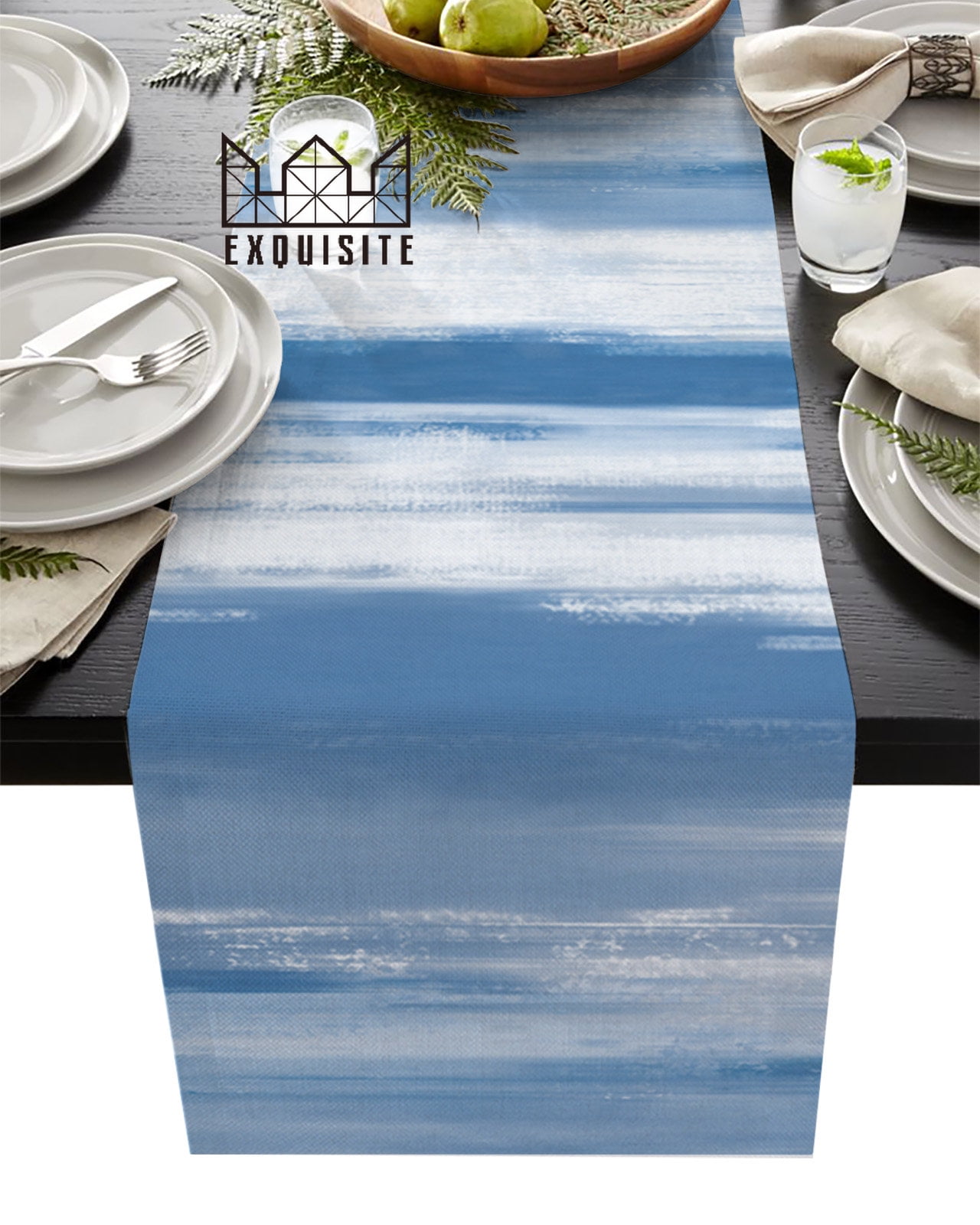 Abstract Blue Gray Texture Table Runner ration Home r Dinner Table ...