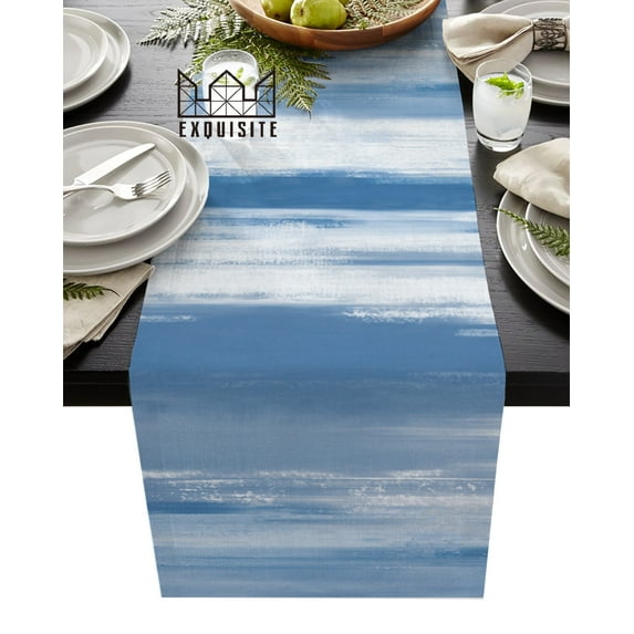Abstract Blue Gray Texture Table Runner ration Home r Dinner Table ...