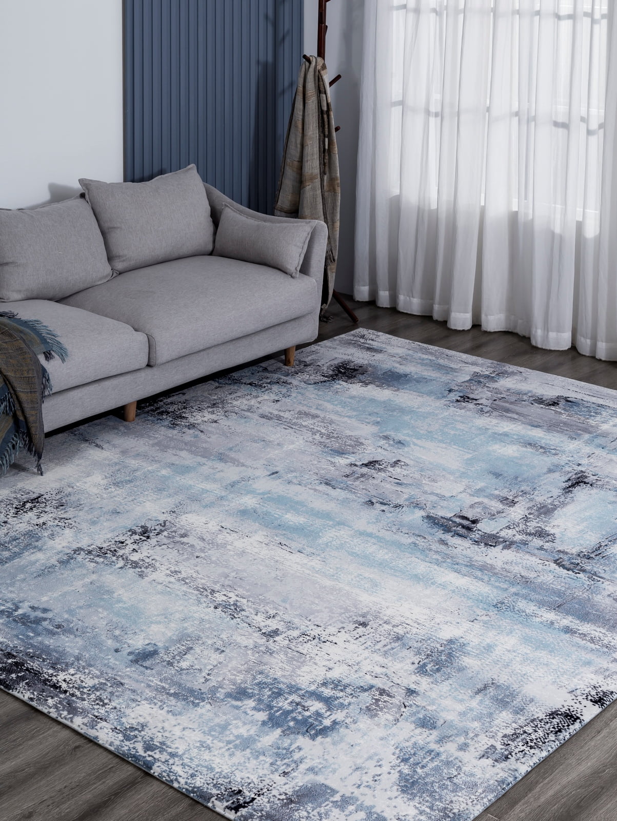 Abstract Blue/Grey Area Rug 2' x 3' 2' x 3' Kitchen,Bedroom,Entryway ...