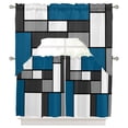 Abstract Blue Grey Kitchen Curtains Swag Valance and Tier Curtains Set ...