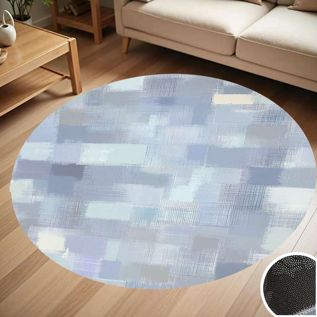 Abstract Blue Grey Texture Round Carpet Living Room Bedroom Home ...