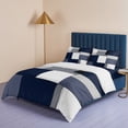 Abstract Blue Grey White Patchwork Queen Size Bed Set,Modern Art Square ...