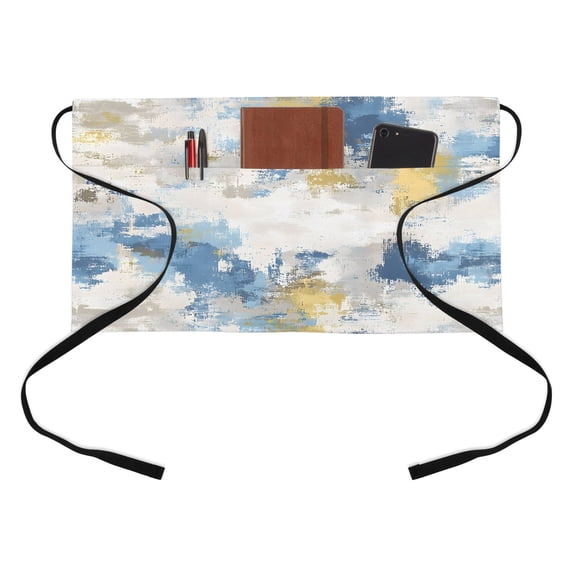 Abstract Blue Half Waist Apron Gray Yellow Mottled Texture Modern Art ...