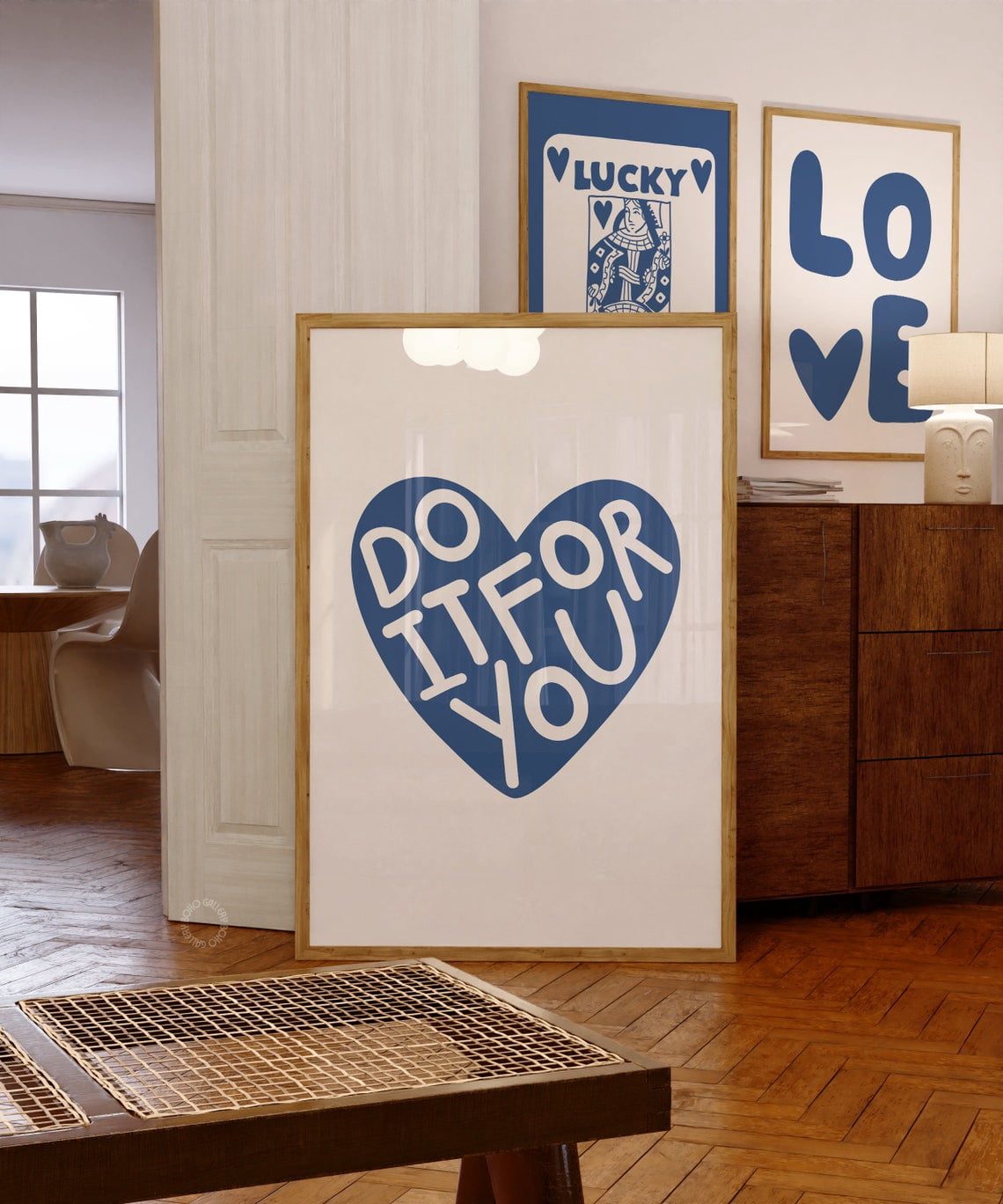 Abstract Blue Heart Art, Preppy Blue Poster, Trendy Wall Art, Blue ...