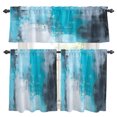 Abstract Blue Kitchen Curtains Valance and Tier Set Grey Gradient Retro ...
