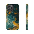 Abstract Blue Lemon Hydro Dipped Effect Phone Case with iPhone 17 to 11 ...